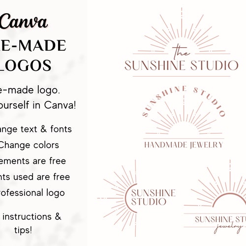 Premade Logo Sunshine Boho Canva Premade Logos Premade - Etsy