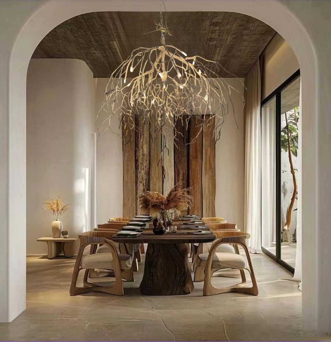 Branch and Root Chandelier: Metal Hanging Light Fixture - Etsy UK