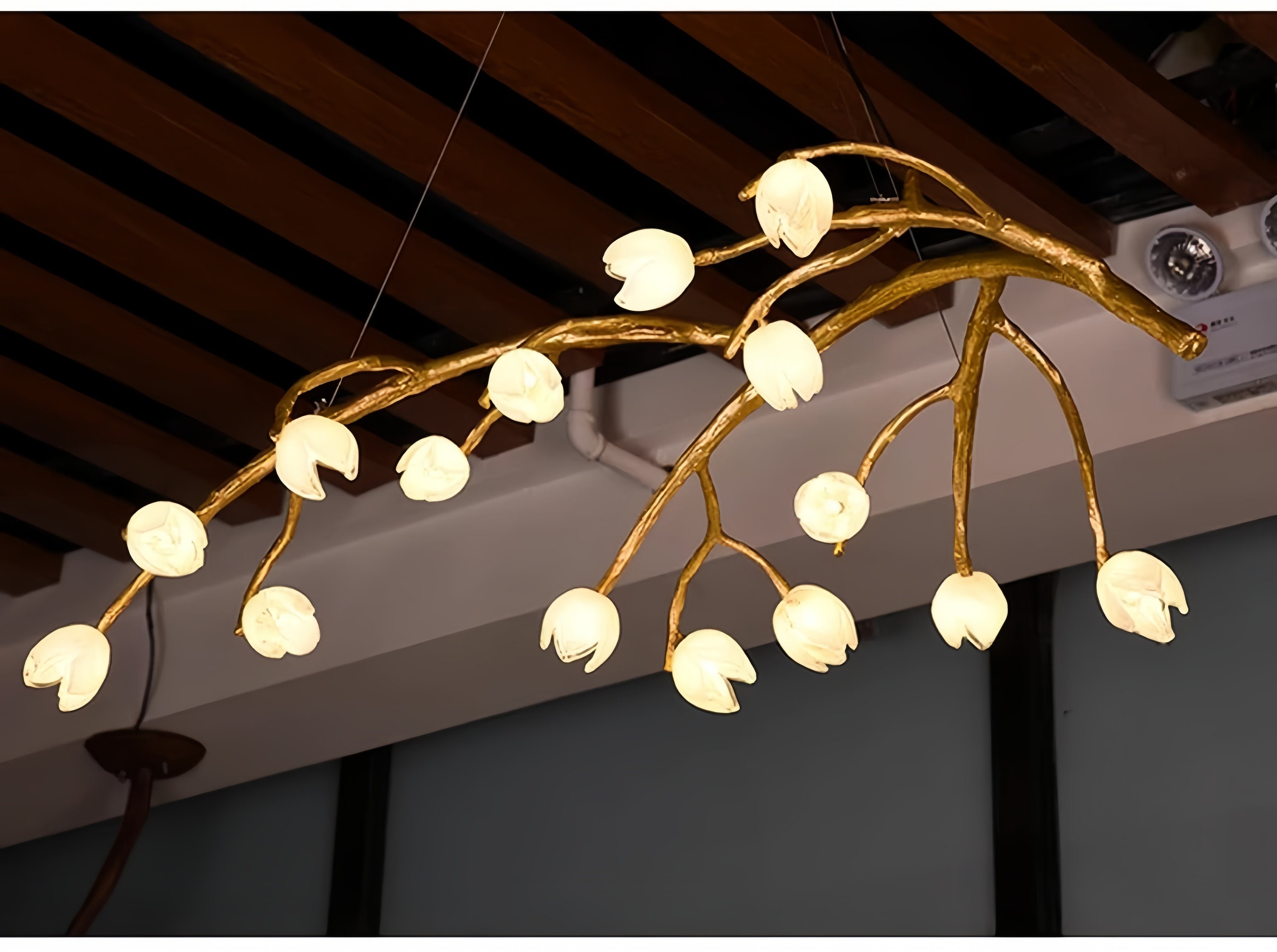 Nordic Tree Branch Chandelier Pendant Light With Flowers 15 Lights - Etsy