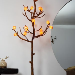 Nordic Rustic Tree Floor Lamp With Magnolia Glass Flowers - Modern ...