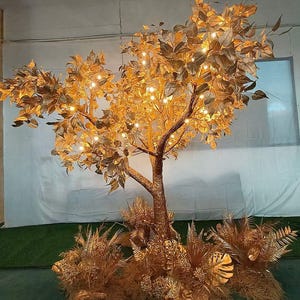 Golden Artificial Indoor Tree With Lights and Foliage for Wedding ...