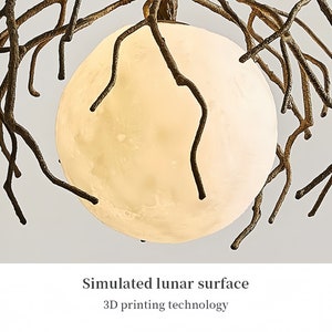 Tree Branch Moon Chandelier: Art Pendant Light, Home Island Decor - Etsy