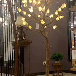 Nordic Rustic Tree Floor Lamp With Magnolia Glass Flowers - Modern ...