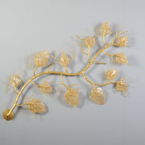 Golden Tree Branch Leaf Wall Lamp: Nature-inspired Sculptures Wall Art ...