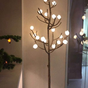 Nordic Rustic Tree Floor Lamp With Magnolia Glass Flowers - Modern ...