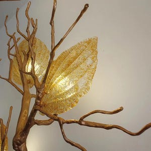 Golden Tree Branch Leaf Wall Lamp: Nature-inspired Sculptures Wall Art ...