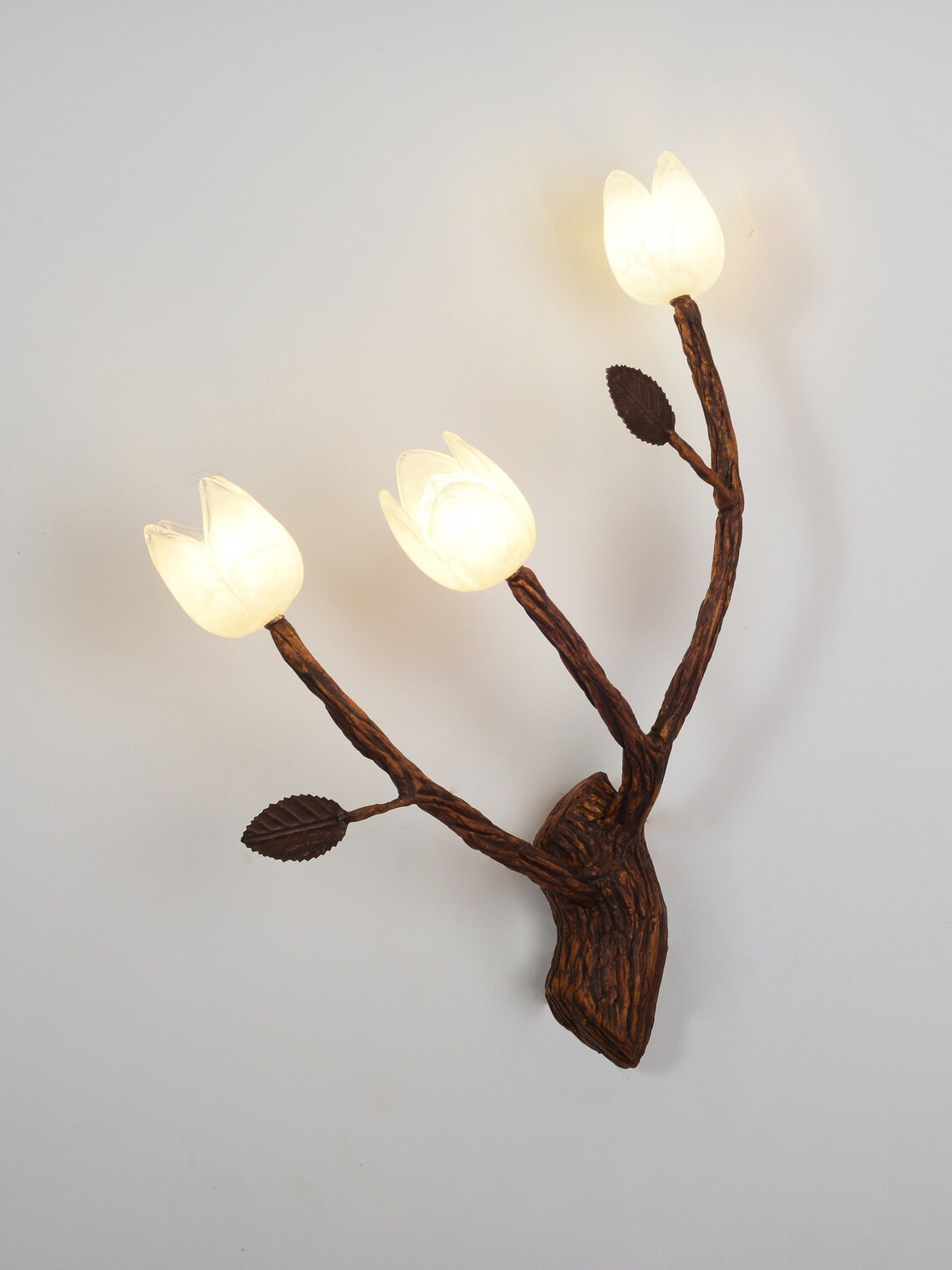 Rustic Farmhouse Wall Lamp With Tree Branches and Flowers Wall Decor - Etsy