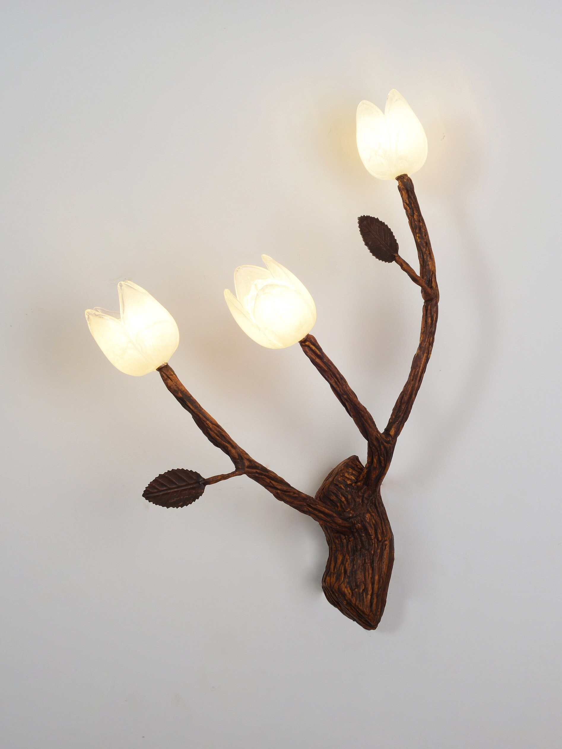Rustic Farmhouse Wall Lamp With Tree Branches and Flowers Wall Decor - Etsy