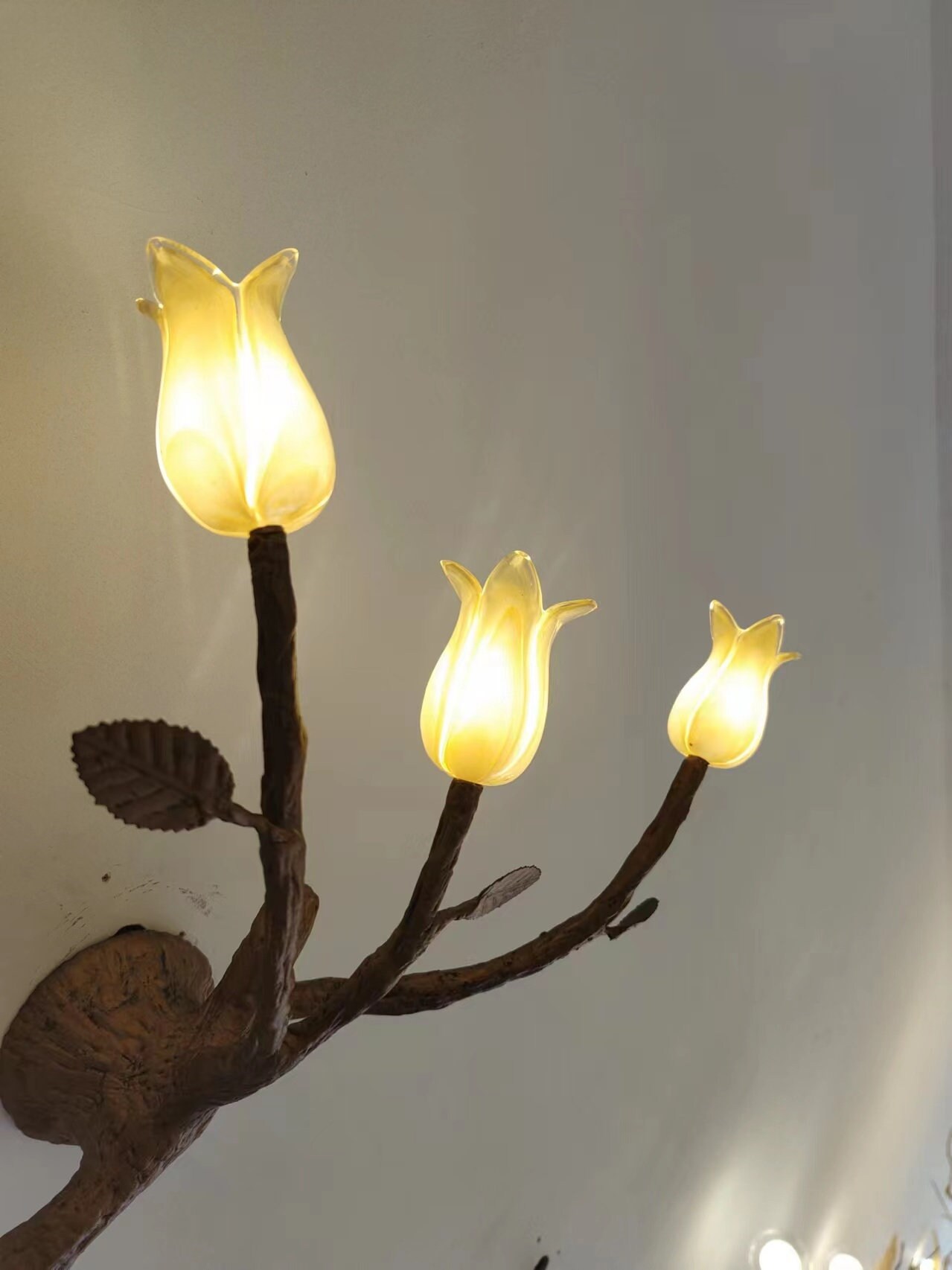 Rustic Farmhouse Wall Lamp With Tree Branches and Flowers Wall Decor - Etsy