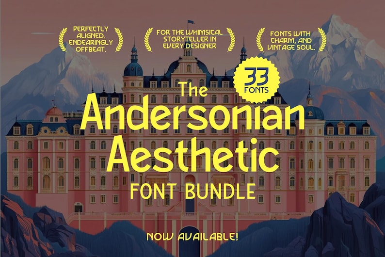 The Andersonian Aesthetic Font Bundle - 33 Wes Anderson Inspired Fonts ...
