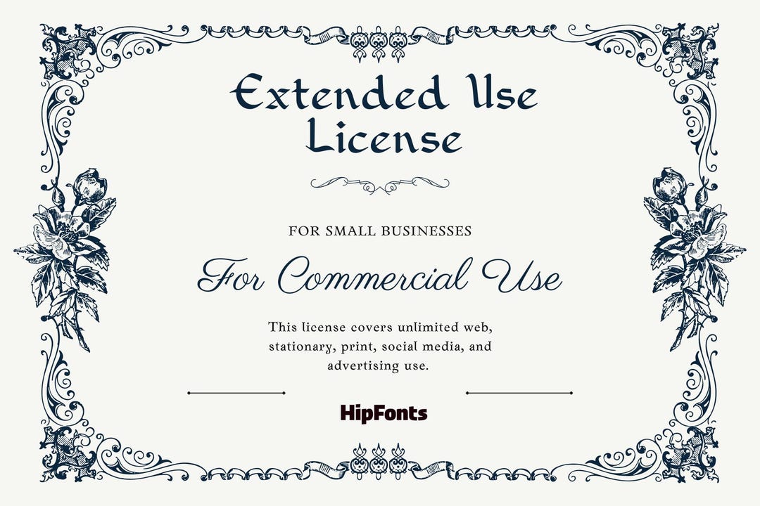 Extended Commerical Use License for Use of 1 Typeface, Font, or ...