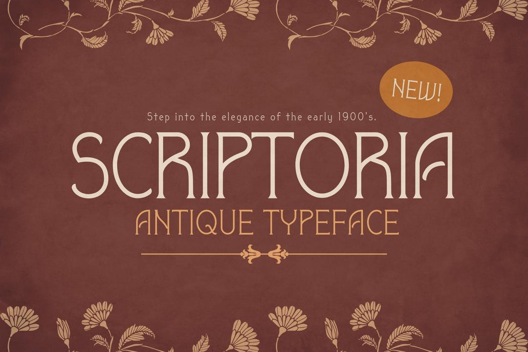 Scriptoria – Elegant Antique 1900's Typeface, Classic Serif, Timeless ...