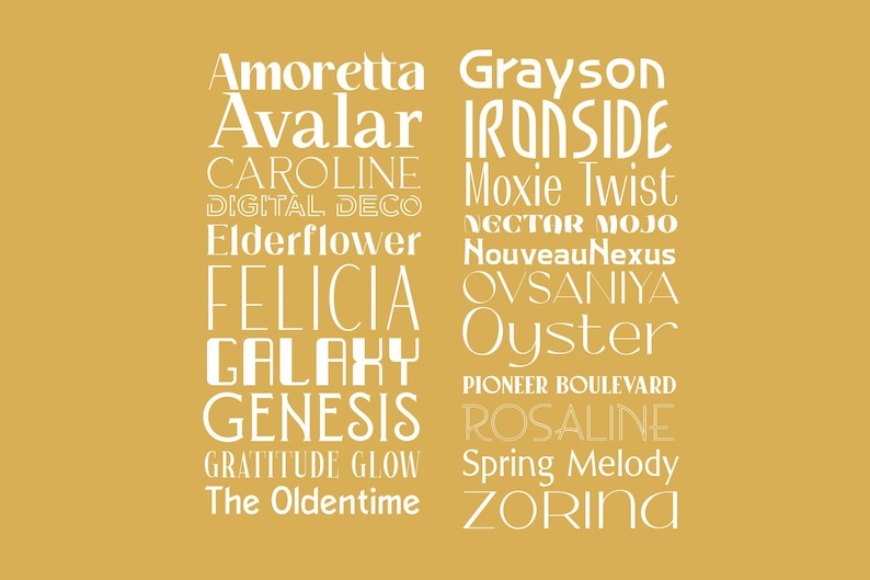 Art Deco Font Bundle - 21 Elegant 1920s & 1930s Fonts. Gatsby, Vintage ...