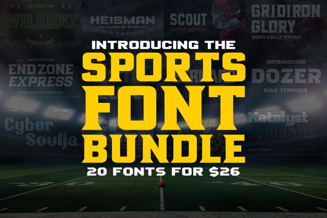 Sports Font Bundle – 20 Bold Athletic Fonts for Logos, Jerseys, Gyms ...