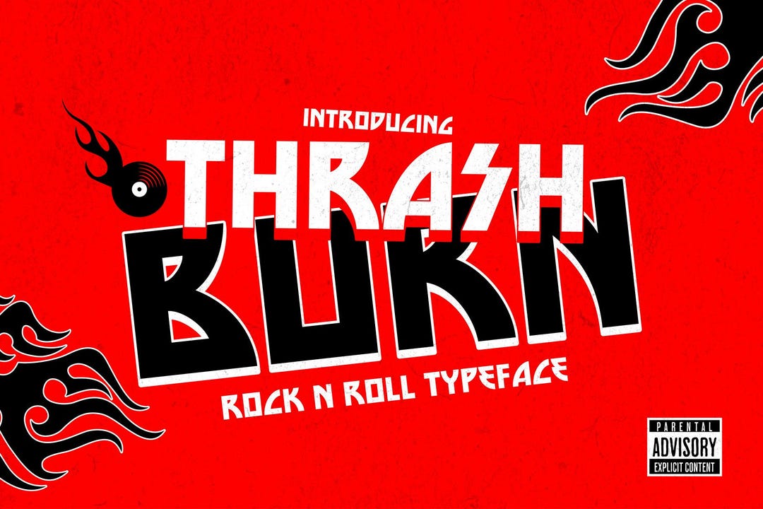 Thrash Burn – Punk Rock Font for 80s Posters, Album Covers, Streetwear ...