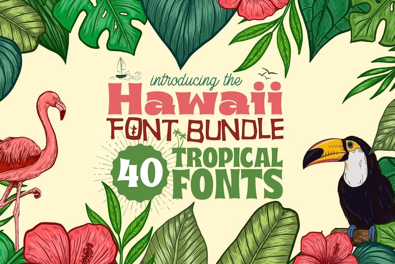 Hawaii Font Bundle – 71 Tropical Fonts for Aloha Summer Designs ...