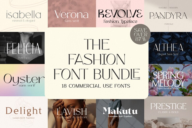 Fashion Font Bundle 18 Stylish & Elegant Fonts Logo Fonts, Wedding ...