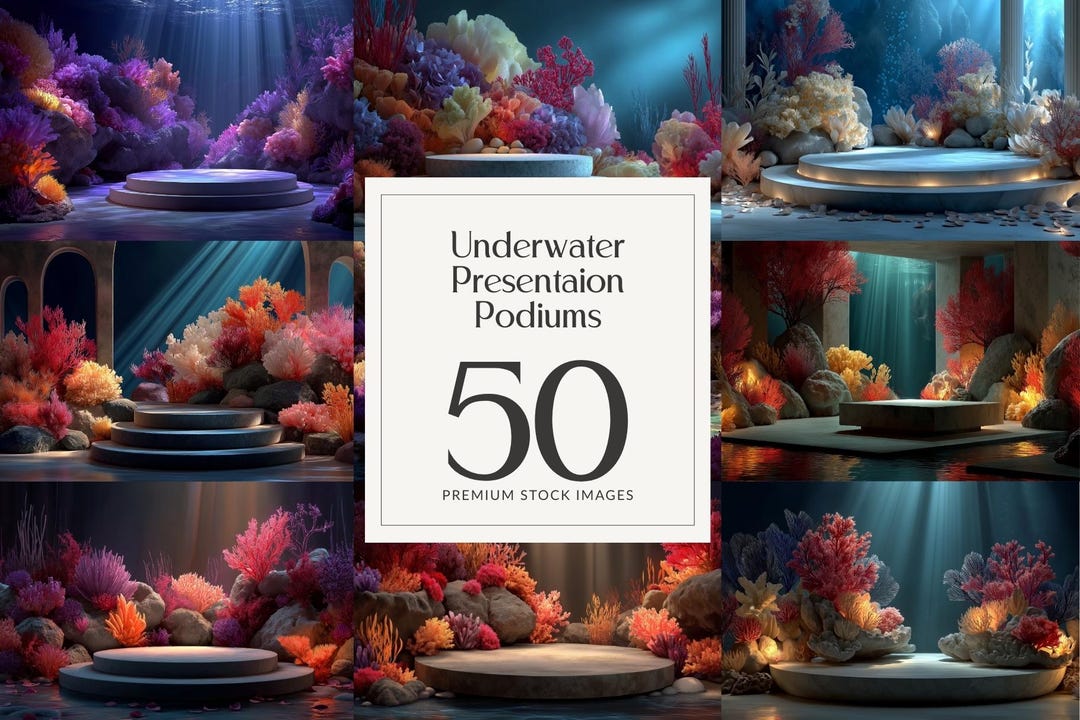 50 Underwater Product Podium Mockups 5K Luxury Marketing Backdrops for ...