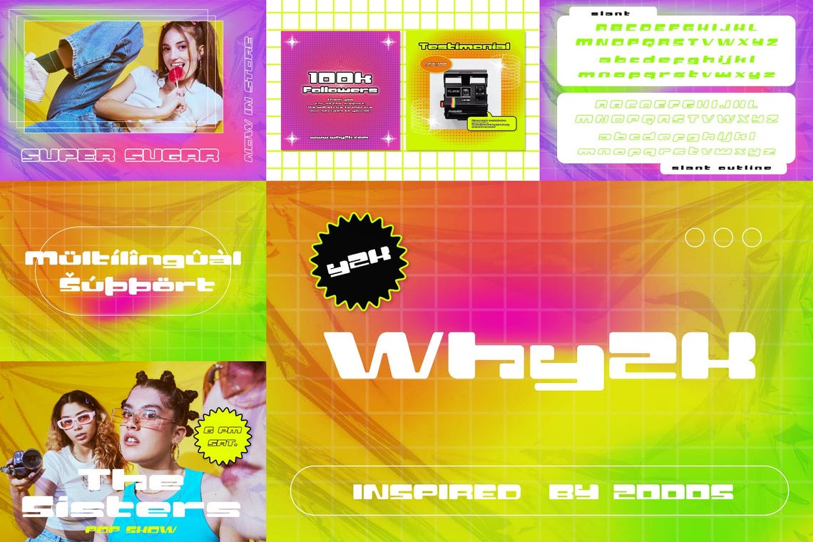 Y2K Font Bundle | 25 Aesthetic Fonts From the Early 2000s for Retro ...
