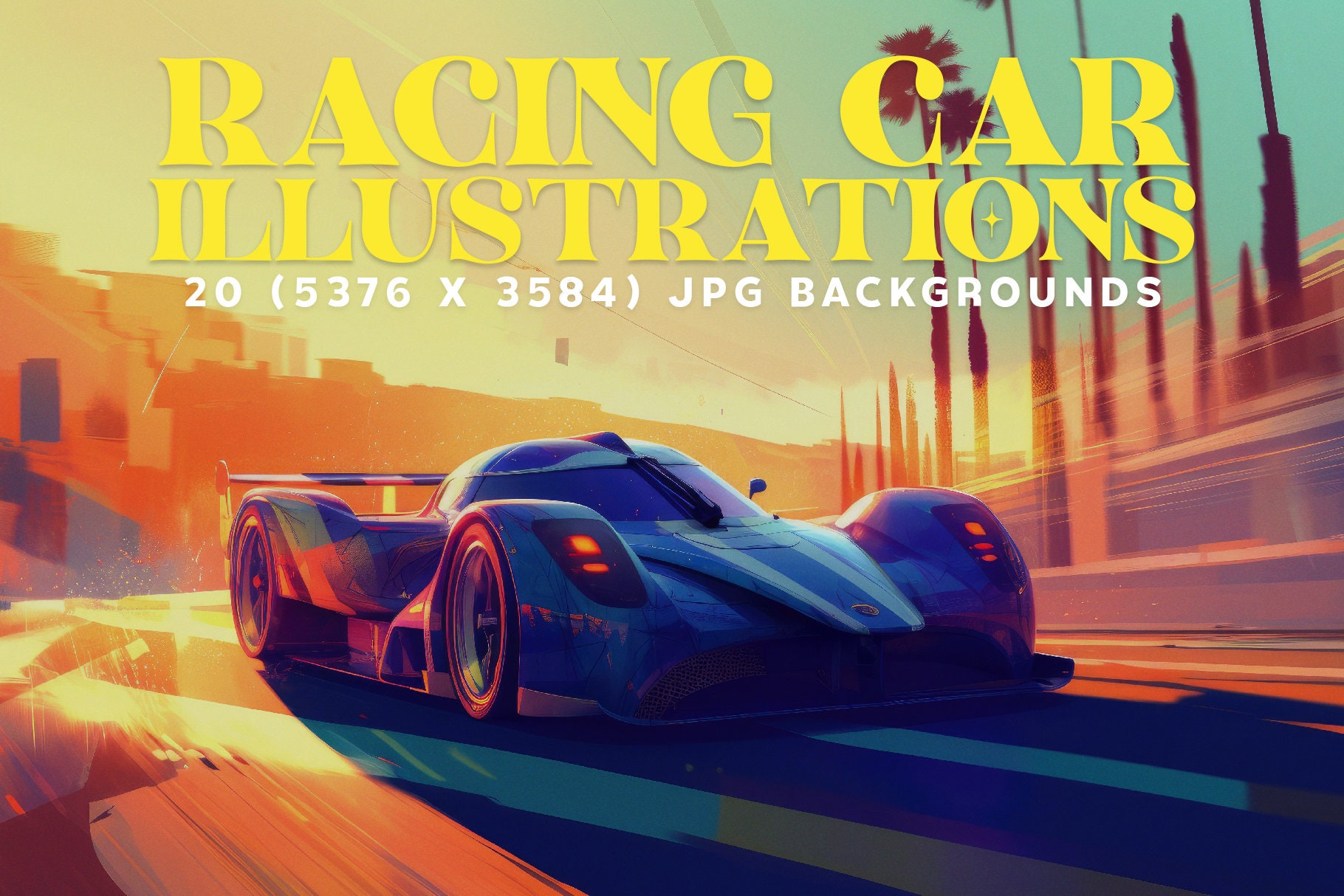 20 Colorful Race Car Illustrations in 5K Resolution Wall Art, Printable ...