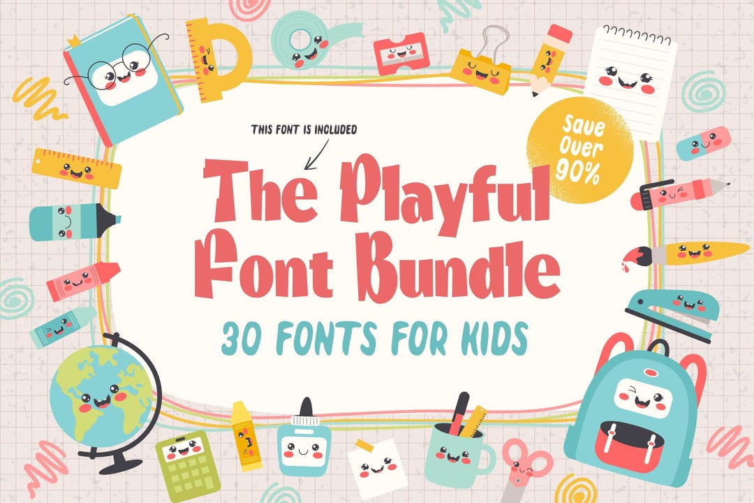 Back to School Font Bundle 30 Cute & Fun Fonts | Kids, Handwritten ...