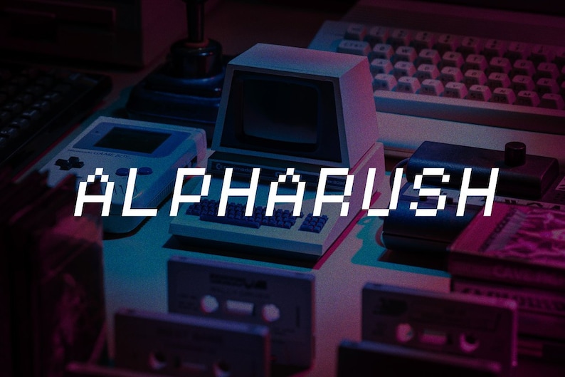 Alpharush - Retro Gaming Font | Gaming Fonts | 1980s Font | Procreate ...