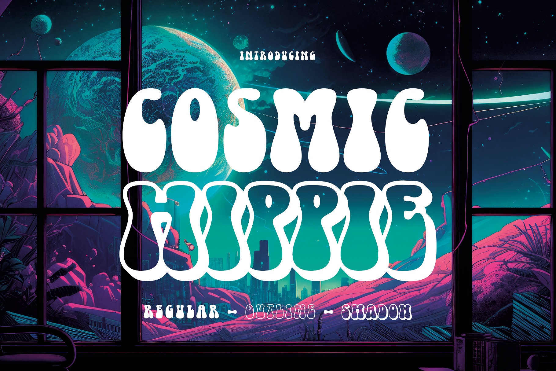 Cosmic Hippie - Groovy Font, Retro Font, 1960s Font, 1970's Font, POD ...