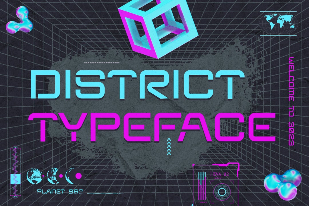 District - Futuristic Font | Science Font, Minimal Font, Cyberpunk Font ...