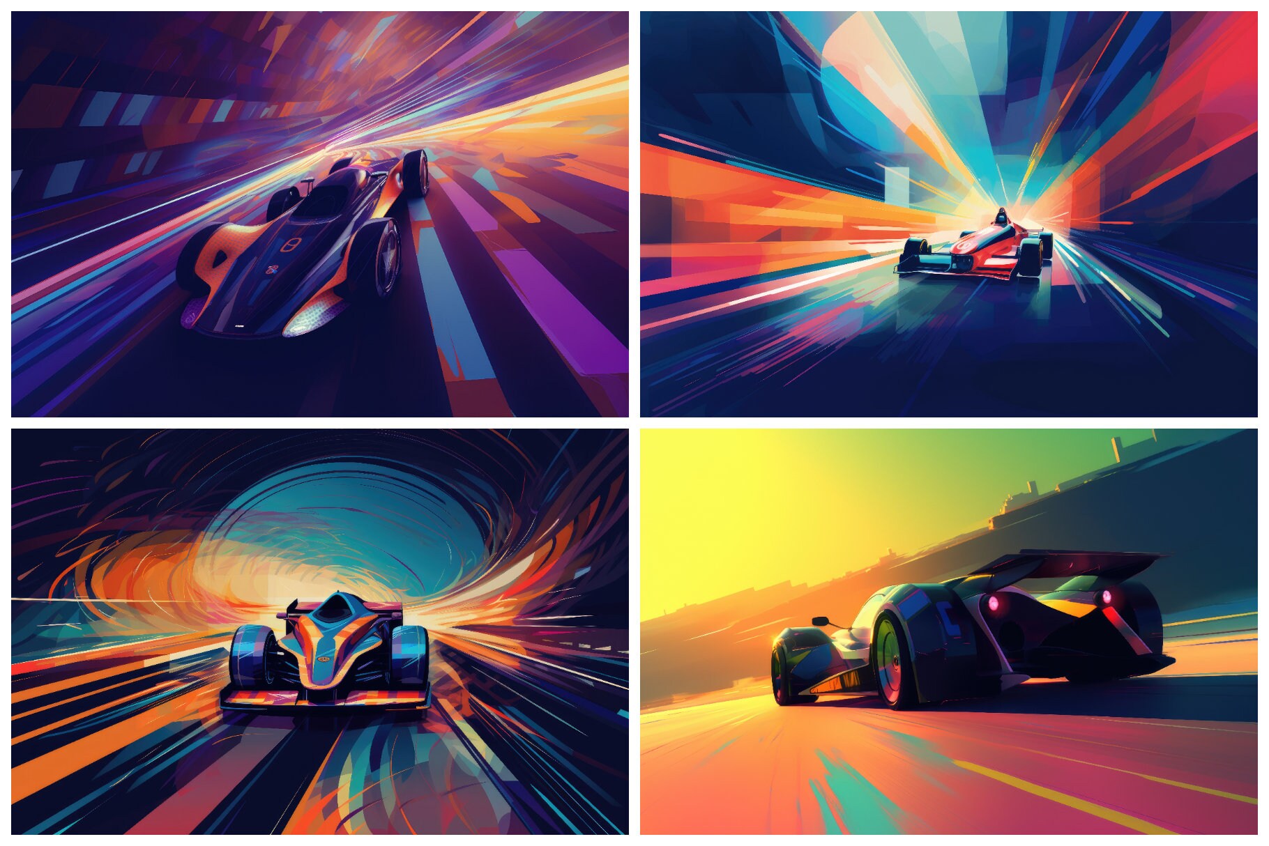 20 Colorful Race Car Illustrations in 5K Resolution Wall Art, Printable ...
