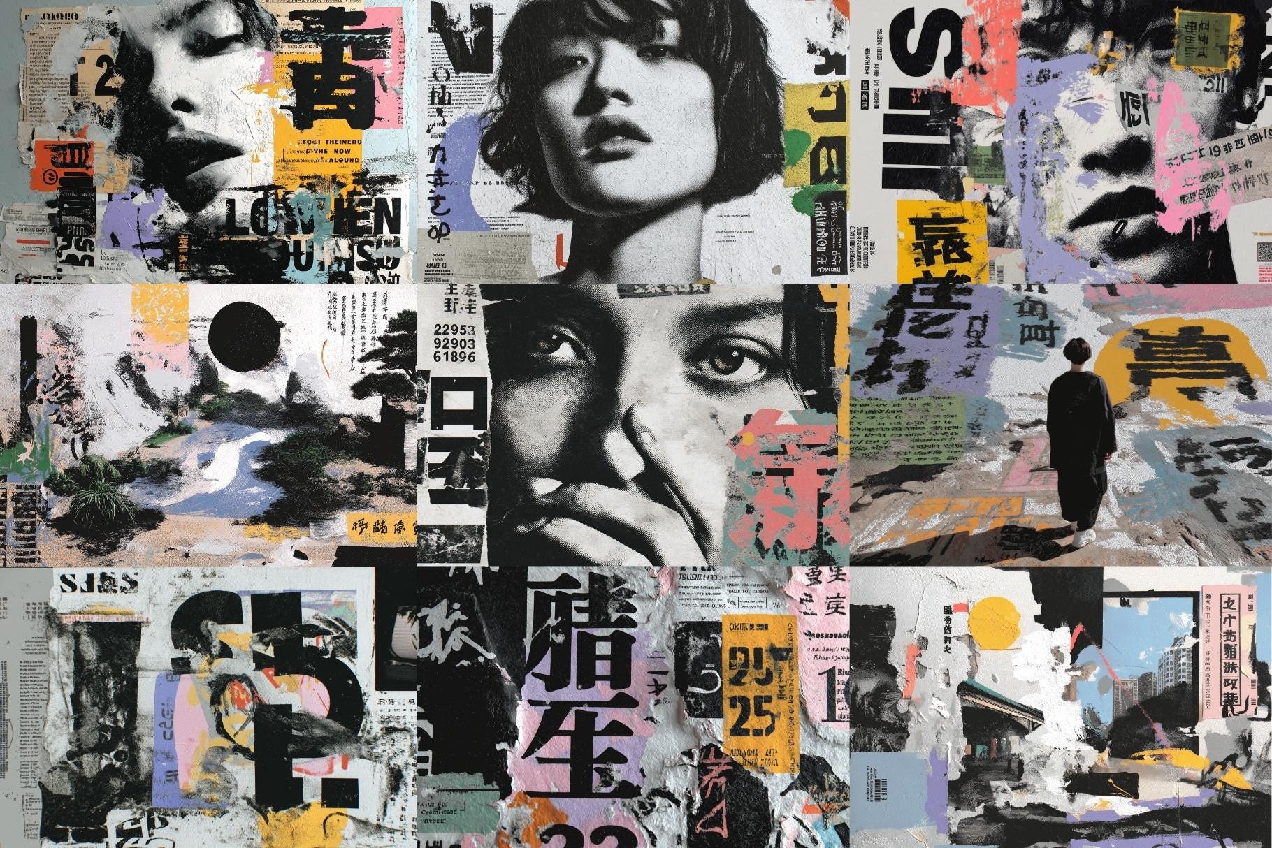 70 Aesthetic Japanese Collage Backgrounds Digital Scrapbook & Graphic ...