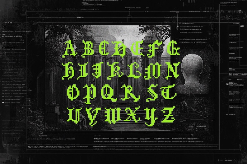 Pixel Warden Font - Medieval Blackletter Pixel Typeface, Retro Gaming ...