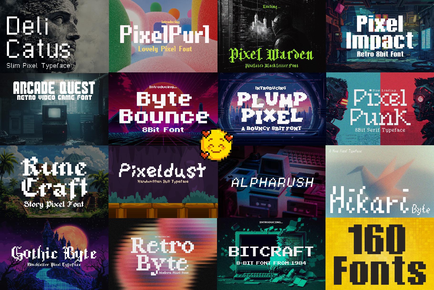 160 Nostalgic Pixel Fonts for Gaming, Branding, Video Games, Social ...