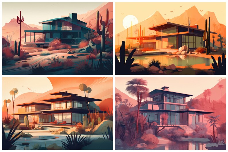 24 Desert Home Illustrations in 5K Resolution | Abstract Art, Colorful ...