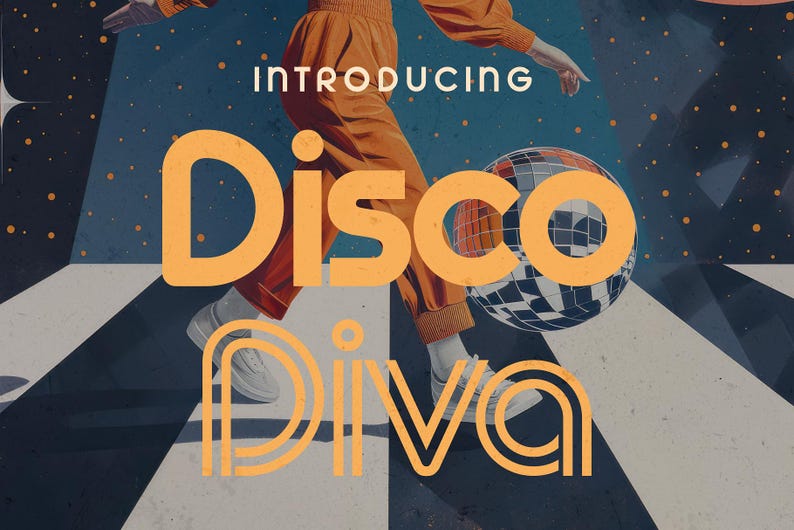Disco Diva Typeface. A Groovy Retro Font Inspired by the Disco Era | 4 ...