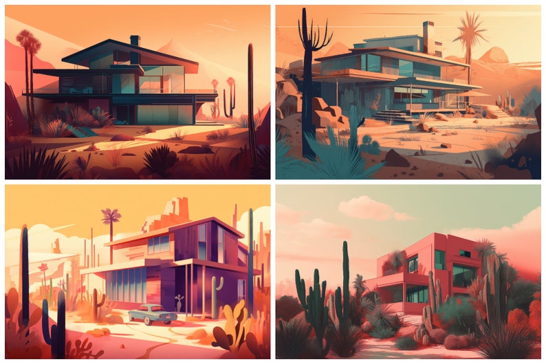 24 Desert Home Illustrations in 5K Resolution | Abstract Art, Colorful ...
