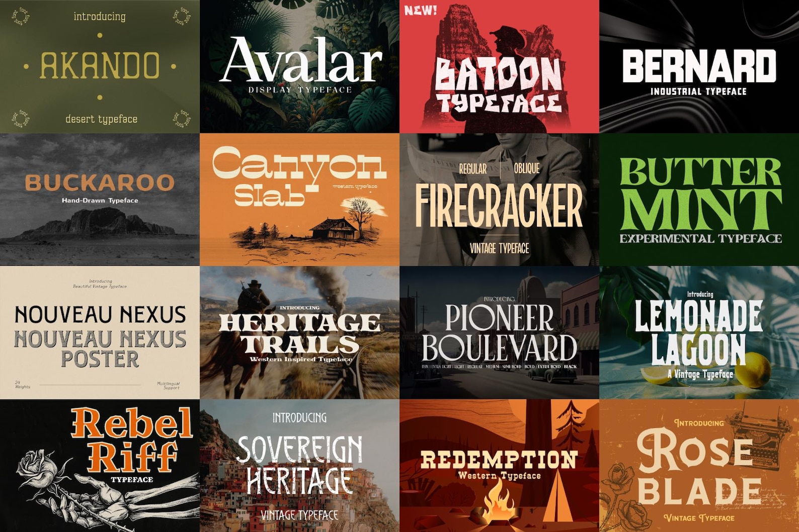 Western Font Bundle | 33 Wild West-inspired Fonts | Cowboy, Rustic ...