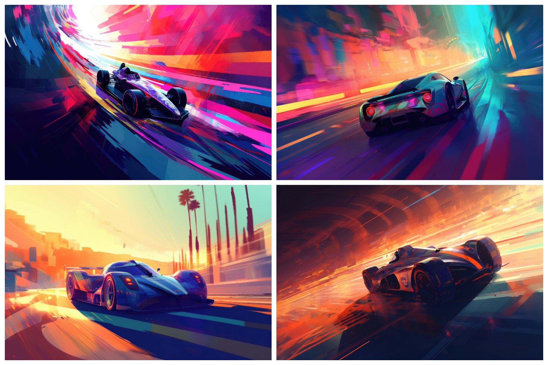 20 Colorful Race Car Illustrations in 5K Resolution Wall Art, Printable ...