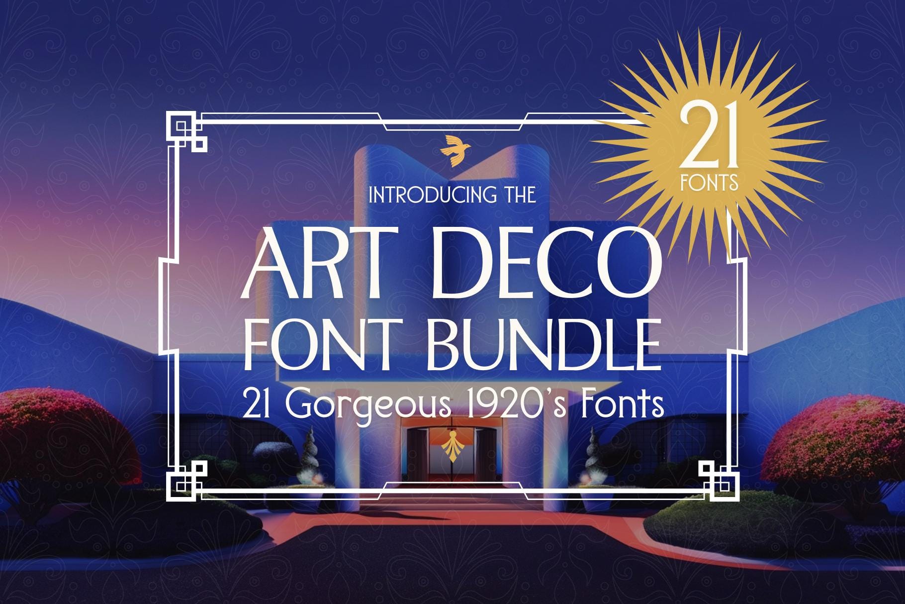 Art Deco Font Bundle - 21 Elegant 1920s & 1930s Fonts. Gatsby, Vintage ...