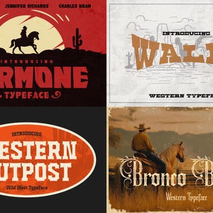 Western Font Bundle | 87 Wild West-inspired Fonts | Cowboy, Rustic ...