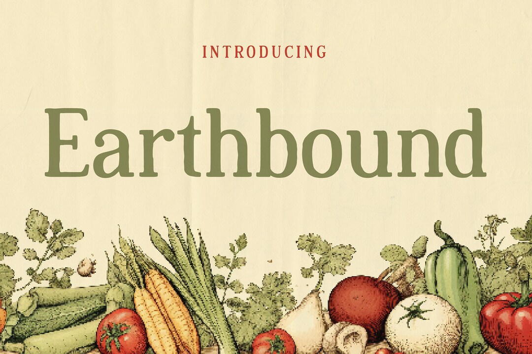 Earthbound - Organic Rustic Font | Countryside Font, Farmers Market ...