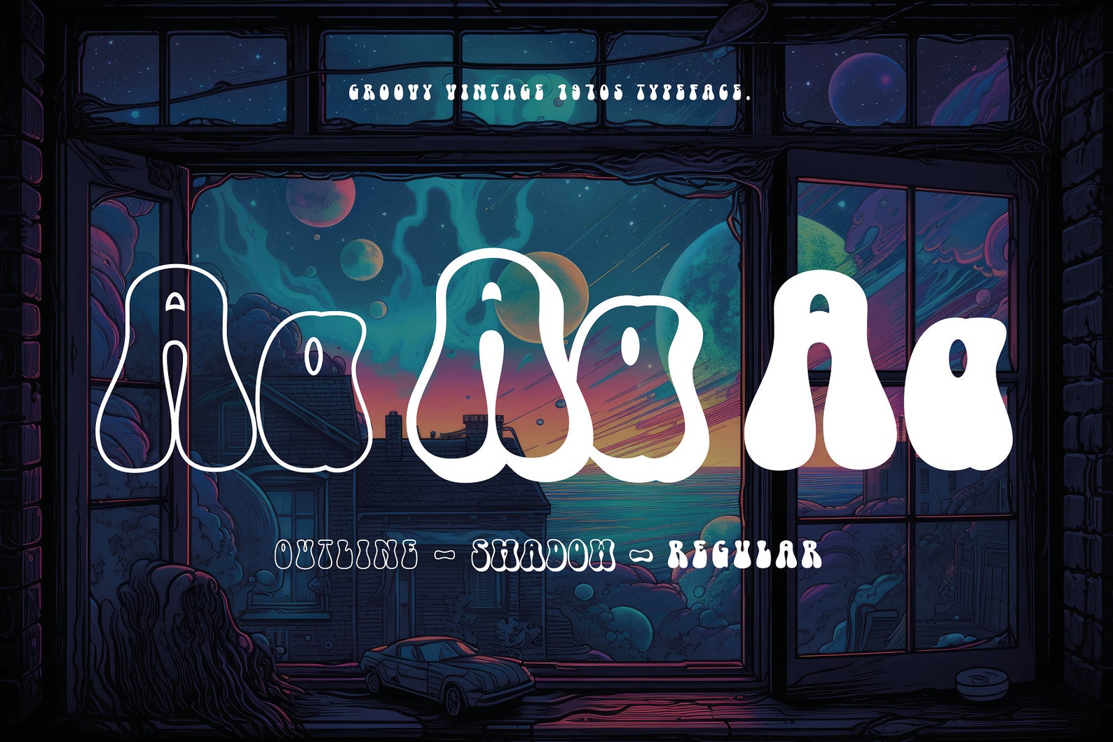 Cosmic Hippie - Groovy Font, Retro Font, 1960s Font, 1970's Font, POD ...