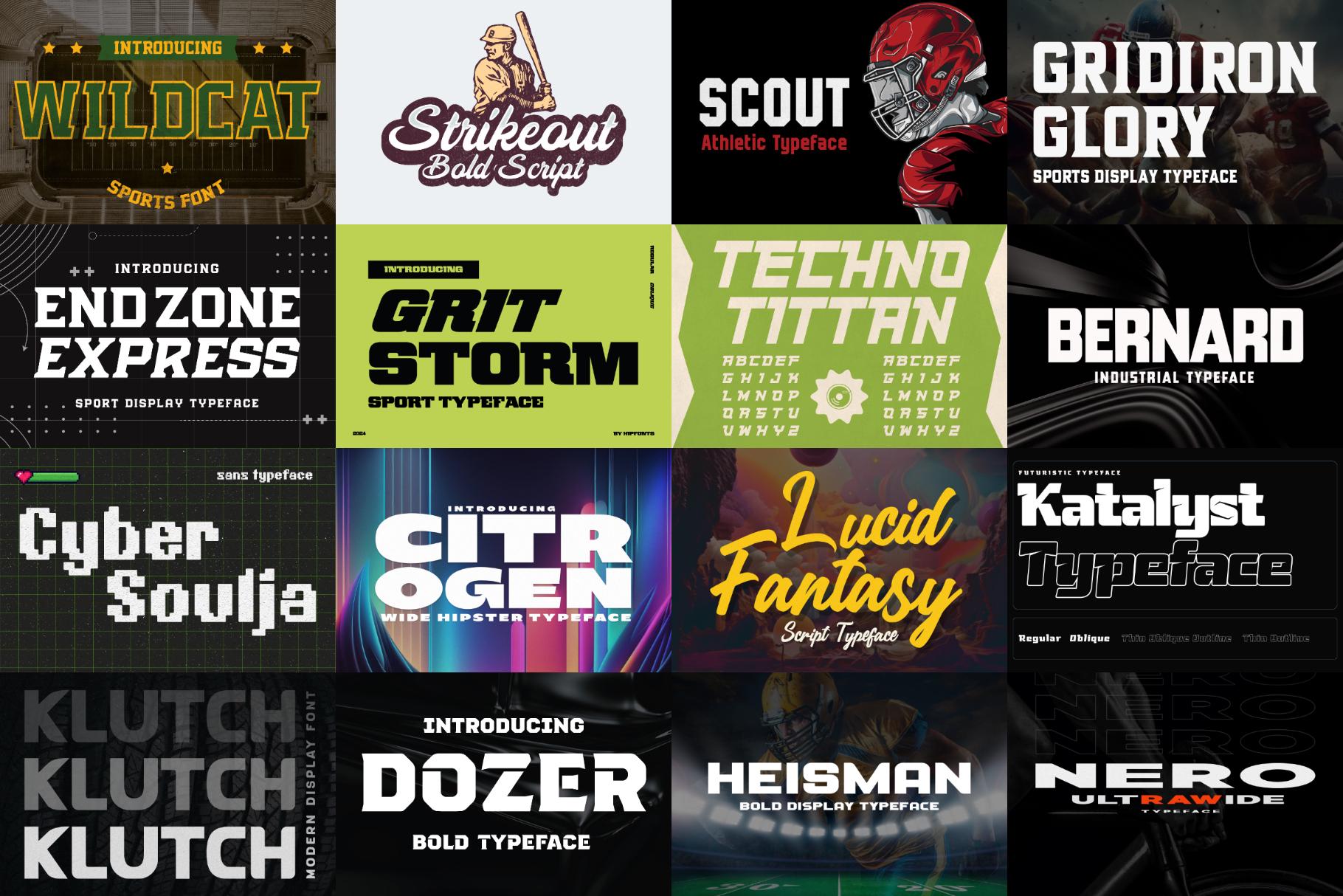 Sports Font Bundle – 20 Bold Athletic Fonts for Logos, Jerseys, Gyms ...