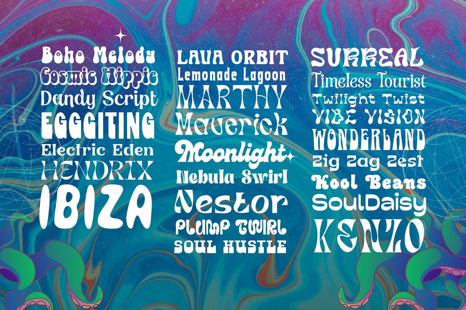 25 Psychedelic Fonts - Groovy Retro Fonts for Hippie, 70s, Trippy ...