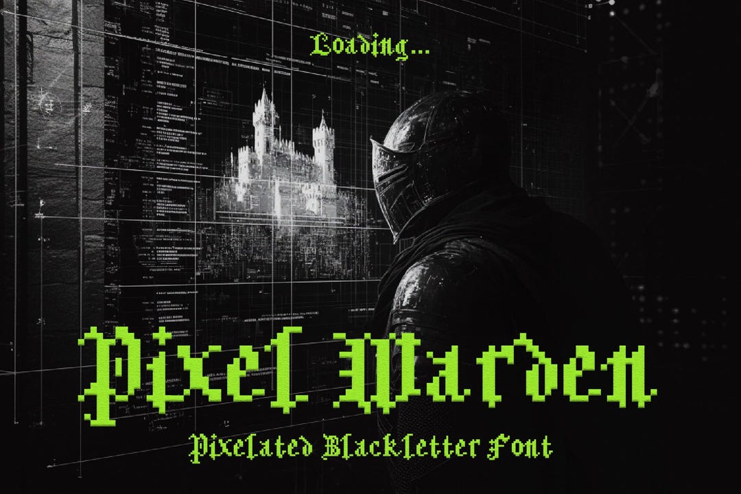 Pixel Warden Font - Medieval Blackletter Pixel Typeface, Retro Gaming ...