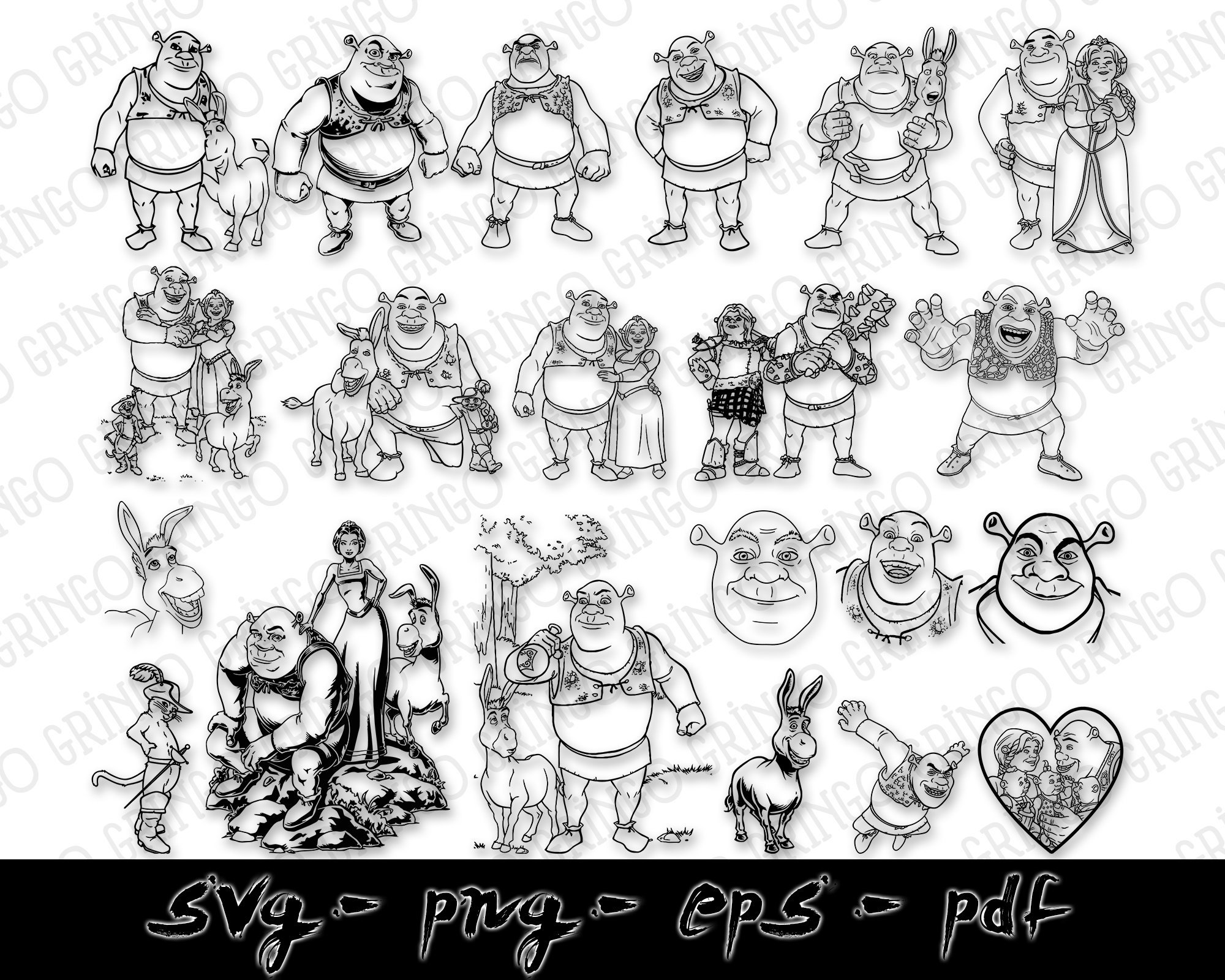 Shrek SVG Shrek Vector Shrek Silhouette SVG Shrek | Etsy Canada