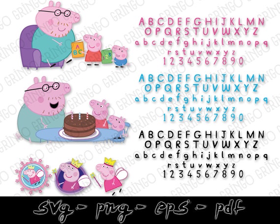 Peppa Pig SVG Peppa Pig Font Svg Peppa Pig Alphabet Svg | Etsy Denmark