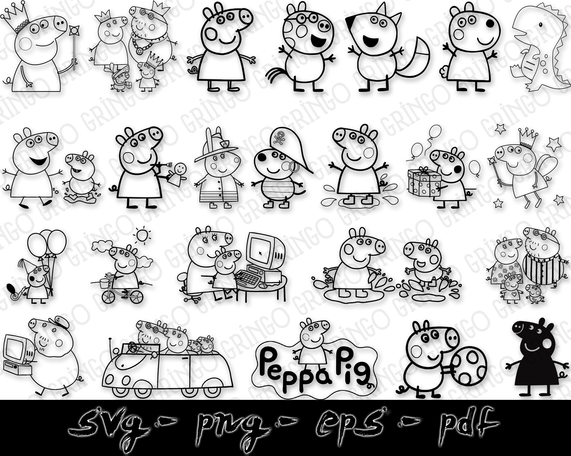 Peppa Pig SVG Peppa Pig Vector Peppa Pig Silhouette SVG | Etsy UK