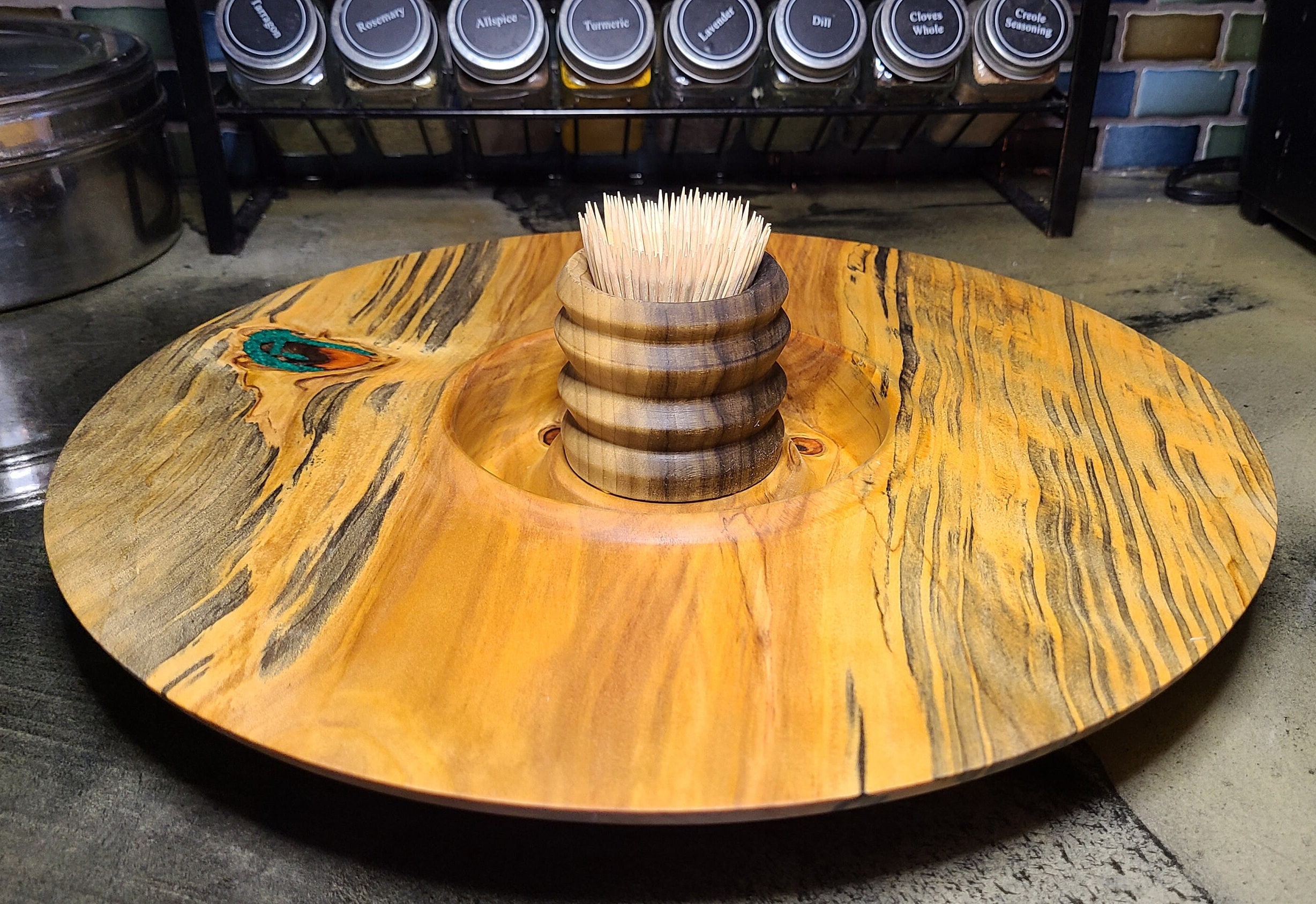 13 Inch Norfolk Island Pine Wood Serving Platter With Fixed - Etsy