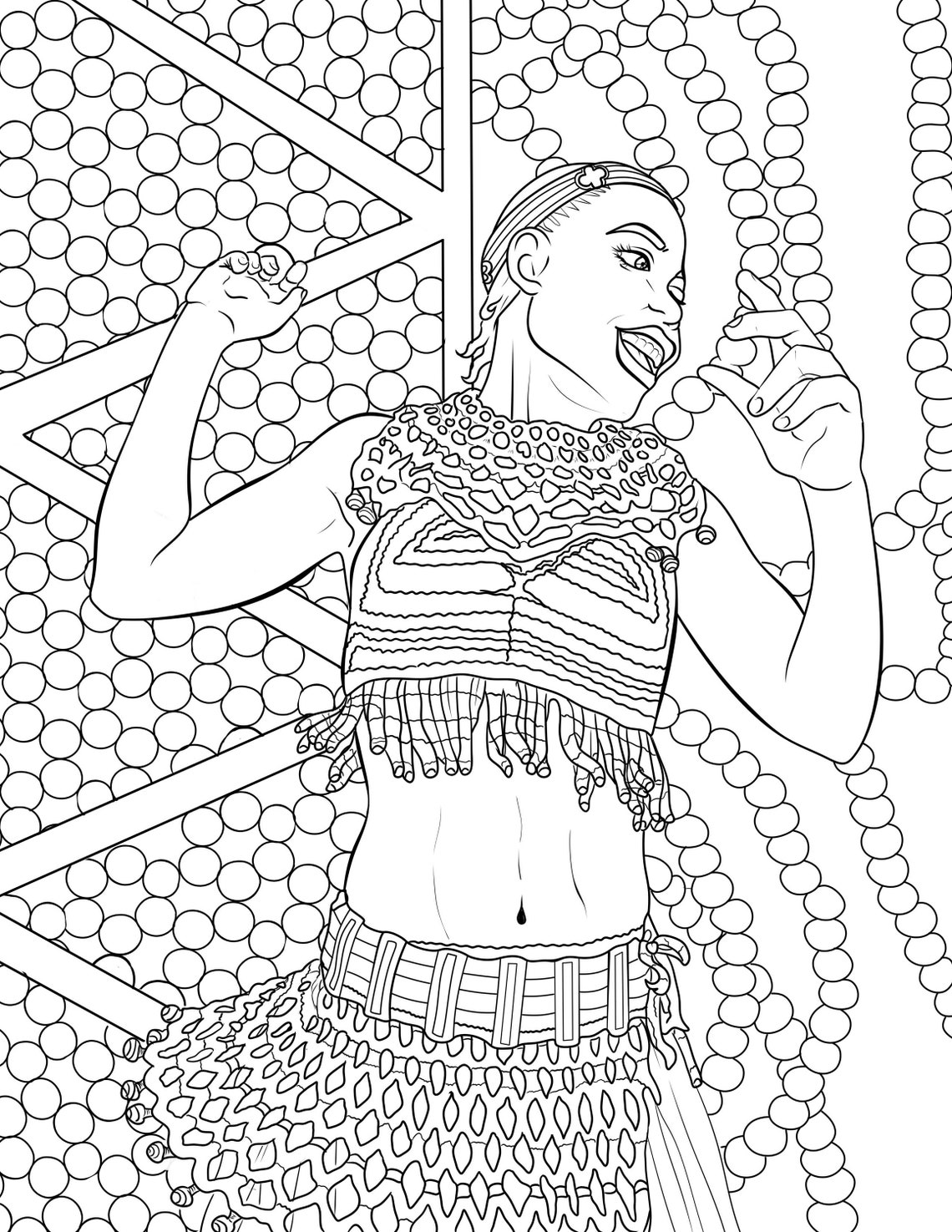 African Coloring Page Dancing Zulu Tribe Girl South Africa - Etsy Denmark