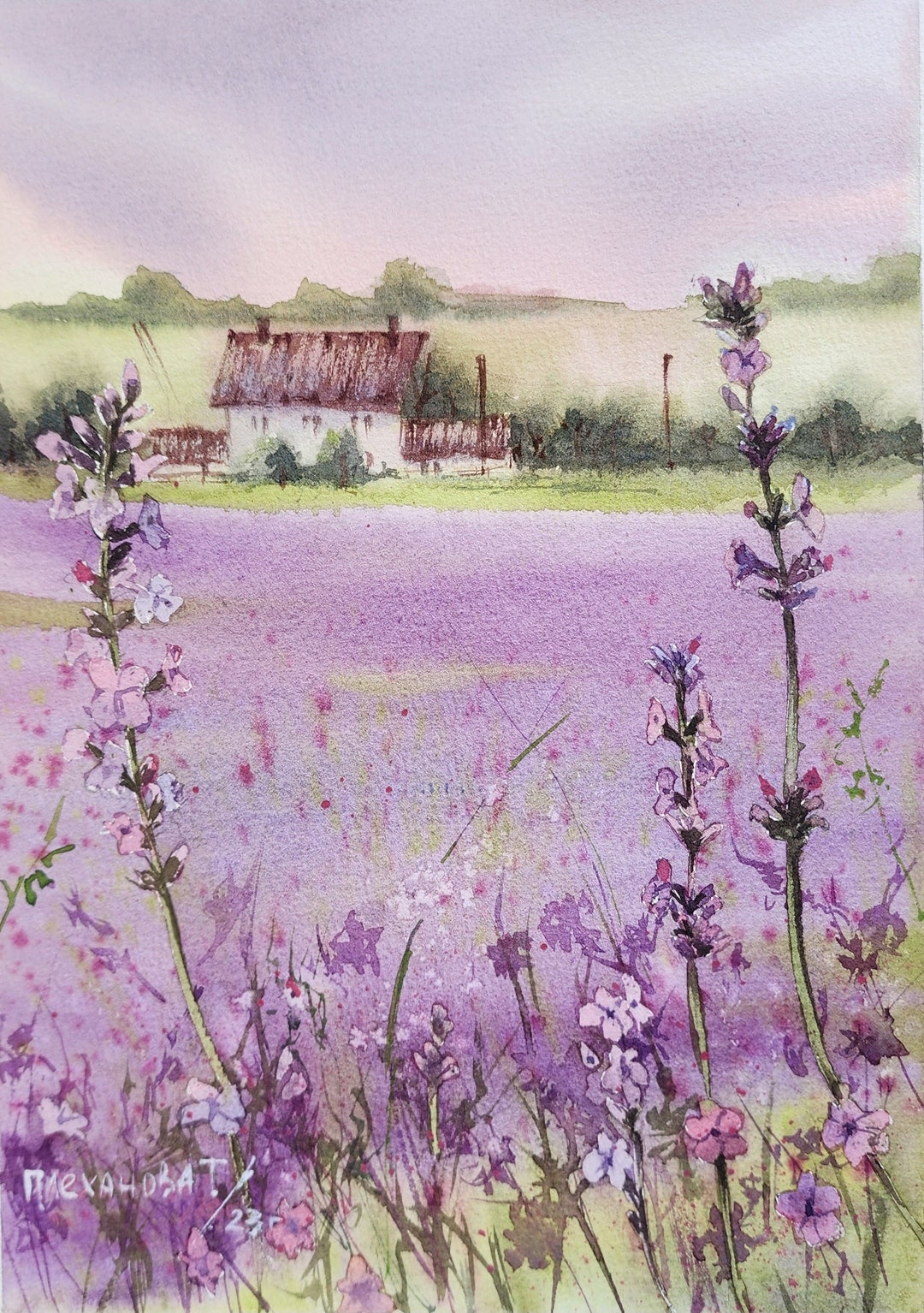 Provence Original Watercolor Painting Lavender Art Home Decor ...